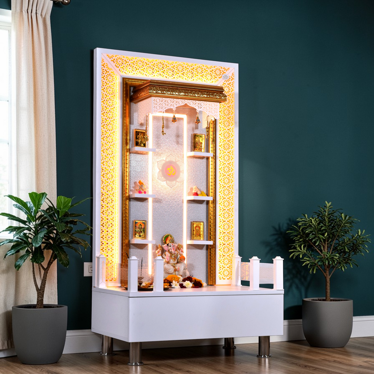 Wooden Mandir for Home with Drawer Storage – The Mandir Store