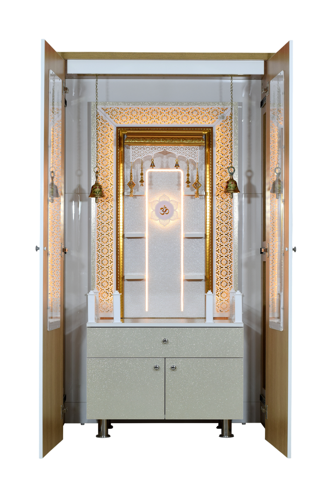 Wooden Home Temple Large with Pocket Doors Enclosure, Floating Shelves ...