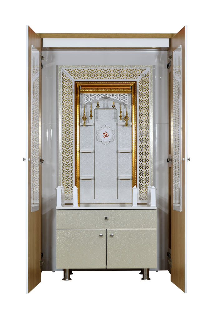 Wooden Home Temple Large with Pocket Doors Enclosure, Floating Shelves ...