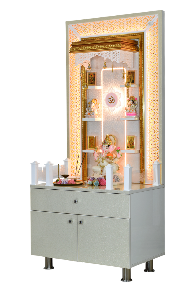 Wooden Home Temple with Cabinet Storage – The Mandir Store