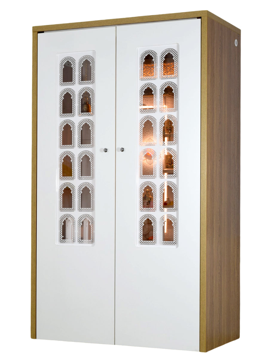 Wooden Home Temple Large with Pocket Doors Enclosure, Floating Shelves ...